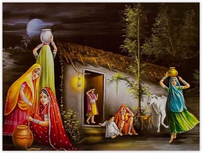 Rajasthani Village Life Paper Poster Paper Print - Art & Paintings ...