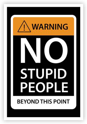 Warning No Stupid People Beyond This Point Motivation Quote Framed ...
