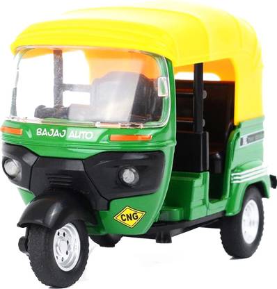 EMOB Green 1:14 Scale Diecast Metal Body Pull Back Auto Rickshaw Toy ...