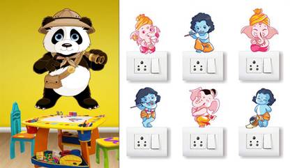 Walltech 10 cm Cute Panda With Free Ganesh and Friends Switch Board ...