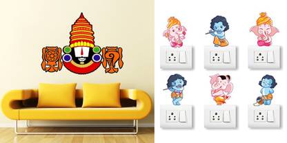 Walltech 10 cm Tirupati Balaji Ganesh and Friends Switch Board Sticker ...