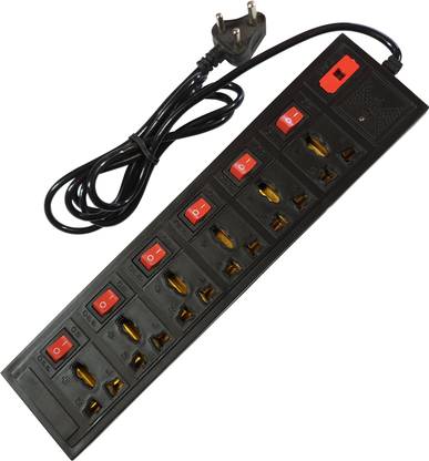 Black Apple 6+6 Socket Extension board | 6 Amp| Fuse | Individual ...