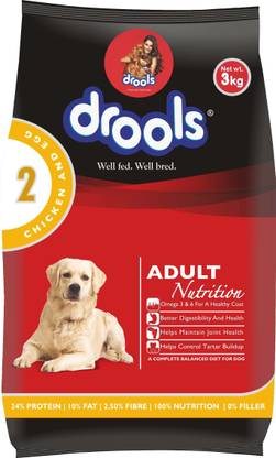 Drools (3kg with 300g bone) Adult Chicken, Egg 3.3 kg Dry Adult Dog ...