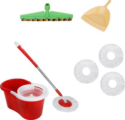 Autovilla Bucket Mop with 3 MicroFiber 1 Wipper & 1 Dust Pan Supdi Mop ...
