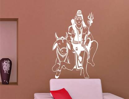INDIA WALL STICKER 88 cm Lord Mahadev Shiv with Nandi the bull Wall ...