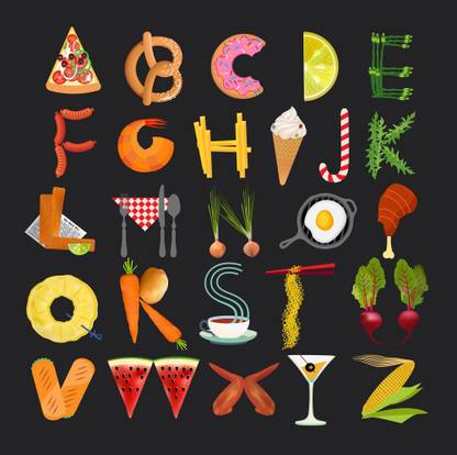 food alphabets |Kids Room Posters|Poster for Play Schools|Cartoon ...