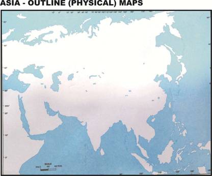 ASIA OUTLINE (PHYSICAL) Practice Maps Paper Print - Maps posters in ...