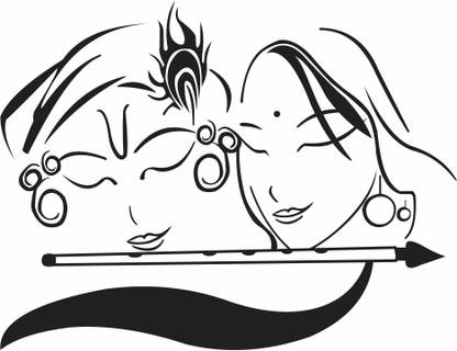Decoration Designs 58 cm Radhe Krishna Wall Stickers 58Cm X 76Cm | Wall ...