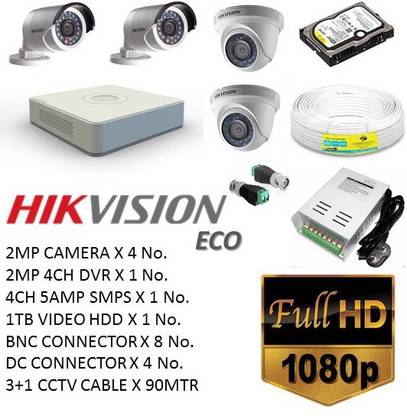 HIKVISION HIKVISION 2MP 4CH ECO COMBO KIT Security Camera Price in India - Buy HIKVISION ...
