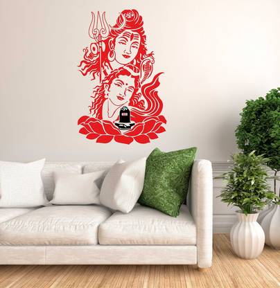 Tuffuk 80 cm Lord Shiva Parvati | Wall Stickers |PVC Vinyl| Non ...