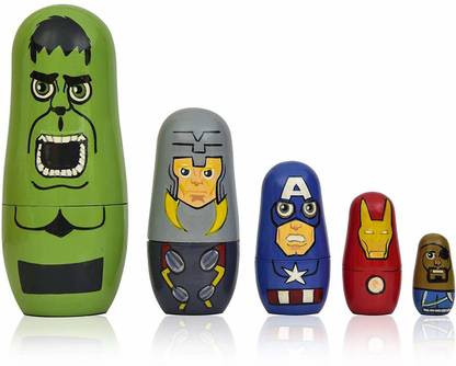 TOOLART Wooden Cartoon Characters Nesting Dolls Toy Figure - Wooden ...