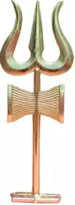 KRITI CREATION Home made metal golden trishul with damroo for pooja ...