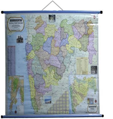 ROLLUP POLITICAL MAP OF MAHARASTRA (PIPE MOUNTED) Photographic Paper ...