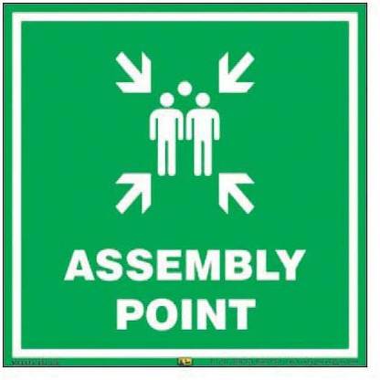Mr. SAFE Assembly Point Sign In PVC Sticker (8 Inch X 8 Inch) Emergency ...