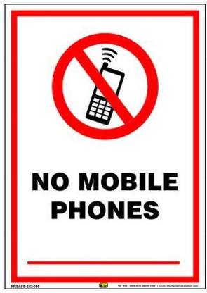 Mr. SAFE No Mobile Phones Sign In PVC Sticker A5 (6 Inch X 8 Inch ...