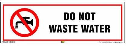 Mr. SAFE Do Not Waste Water Sign In Eco Vinyl Sticker (12 Inch X 4 Inch ...
