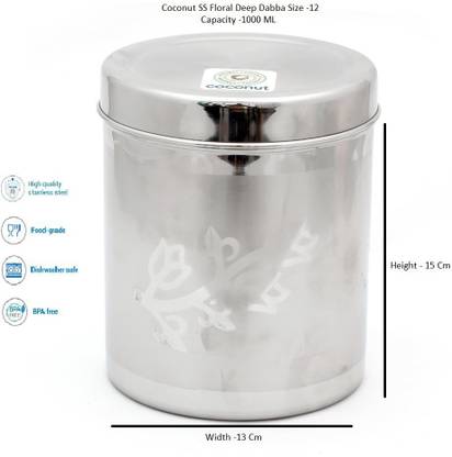 COCONUT Steel Grocery Container - 1000 ml, 1500 ml, 2000 ml Price in ...