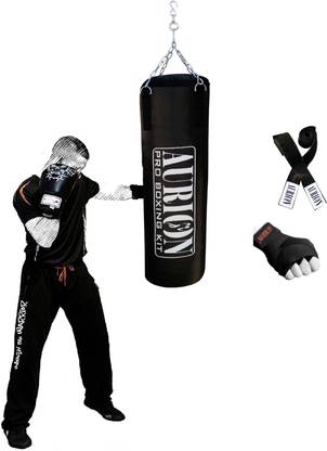 Aurion Unfilled Punching Bag With HandWrap Hanging Chain MMA Kickboxing ...