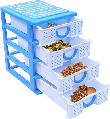 KUBER INDUSTRIES Plastic 2 Pieces Four Layer Drawer Storage Cabinet Box ...