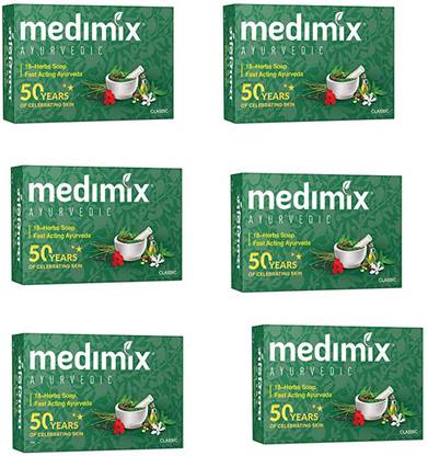 MEDIMIX AYURVEDIC NEEM-18 HERBS SOAP FAST ACTING AYURVEDA SOAP 100X6 GM ...