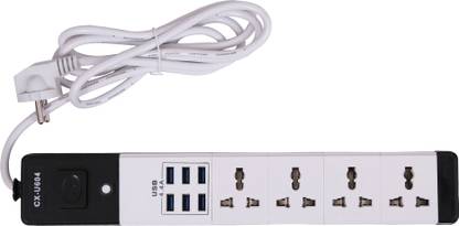 SHOPIZONE Extension Board 4 Universal Plug & 6 USB Ports Power Strip ...