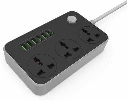 XBEY USB Ports Long Cord Universal Socket 3 Outlets Surge Protector 6 ...