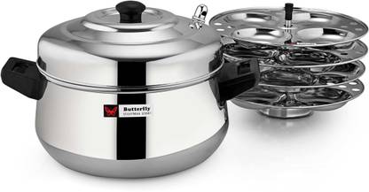 Butterfly Stainless Steel Idly Cooker Curve 4 Plates Set Induction ...