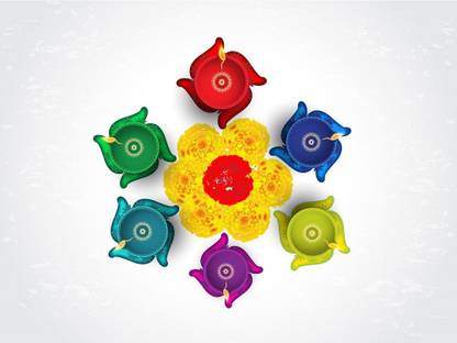 colorful deepak Sticker Poster|Diwali Poster Paper Print - Religious ...