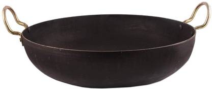 KITCHEN SHOPEE Traditional Iron deep Kadai/Frying Pan for Cooking, Iron ...