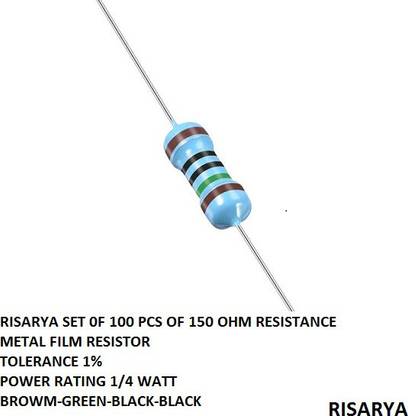 RISARYA 150 OHM RESISTANCE,100PCS,MFR,1%,1/4 WATT Fixed Resistor Price ...