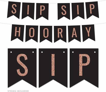 Balloons Rose Gold Glitter "SIP SIP HOORAY" Banner,Bachelorette Party ...