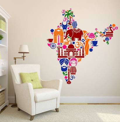 Littlebuds 70 cm India Map Removable Sticker Price in India - Buy ...