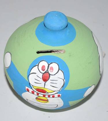 THE HIMALAYA CRAFT Terracotta Clay Decortive Colorful Gullak/Coin Bank ...
