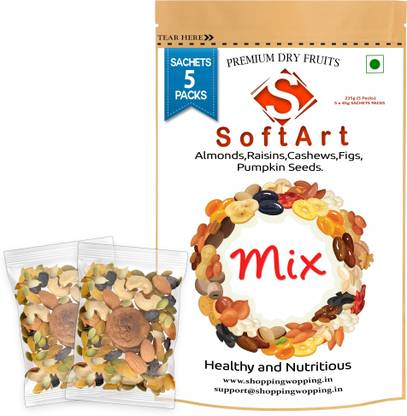Soft Art Mix Dry Fruits Nuts (5 Small Sachets Packets) Vacuum Packs ...