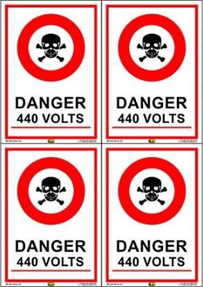 Mr. SAFE Danger 440 Volts In PVC Sticker A5 Pack of 4 (each size of 6 ...