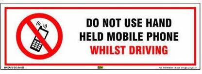 Mr. SAFE Do Not Use Hand Held Mobile Phone In PVC Sticker (12 Inch X 4 ...