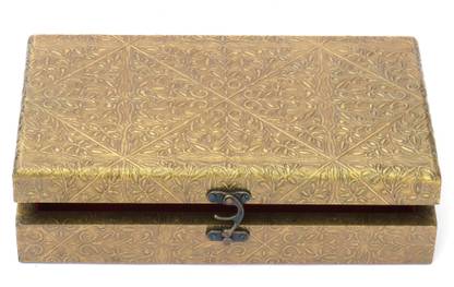 Hanwood Golden Wooden Patra Covered Layered Jewellery Vanity Box Price ...