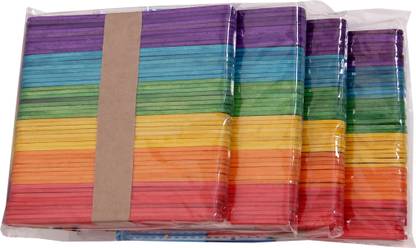 NOZOMI Coloured ice Cream Sticks Pack of 400 Pieces for Making Art ...