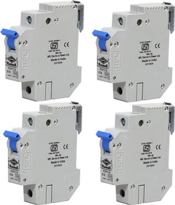 HPL Rakshak Polycarbonate 10A Single Pole 6KA C Curve MCB (Miniature Circuit Breakers) White 4 ...