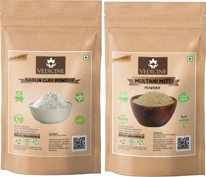 VEDICINE Natural Chinni Mitti (Kaolin Clay) Powder and Multani Mitti ...