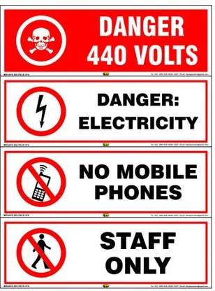 Mr. SAFE Electrical Safety In PVC Sticker (Pack of 4) 15 Inch X 6 Inch ...