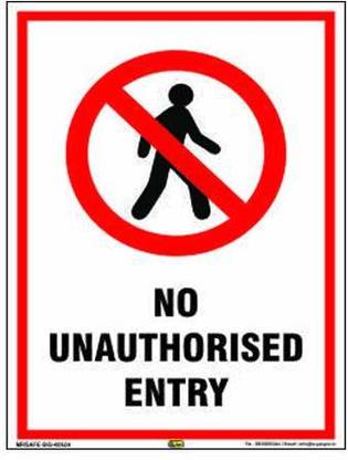 Mr. SAFE No Unauthorized Entry In PVC Sticker A4 (8 Inch X 12 Inch ...