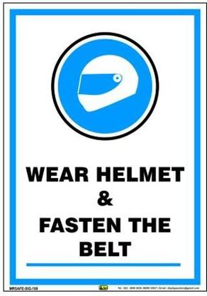 Mr. SAFE Wear Helmet and Fasten the Belt In In Eco Vinyl Sticker - Self ...