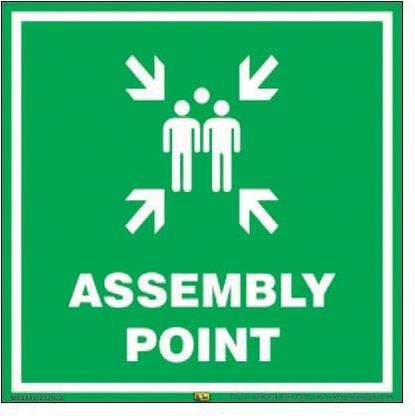 Mr. SAFE Assembly Point In PVC Sticker (8 Inch X 8 Inch) Emergency Sign ...