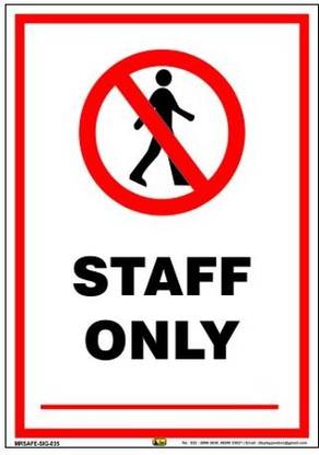 Mr. SAFE Staff Only In PVC Sticker A5 (6 Inch X 8 Inch) Emergency Sign ...