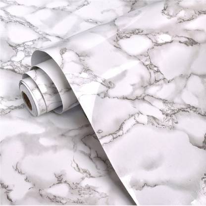 Flipkart SmartBuy 60 cm White marble with Black Design Wallpaper ( 200 ...