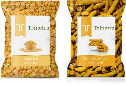 Trinetra Best Quality Haldi/Turmeric Sabut 400GM & Arhar Dal 1KG Combo ...