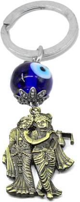 AFH Radha Krishna Antique Golden & Blue Eye of Protection Key Ring ...