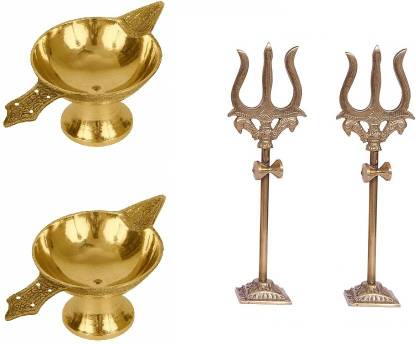 Adhvik Combo Of 4 Pcs Laxmi Deepak Pital Diya (No 2 ) Oil / Ghee Diya ...