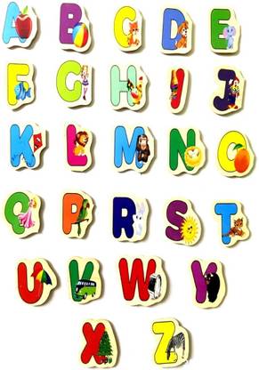 JEFFY Capital Letters ABCD English Alphabets Wooden Puzzle Board for ...